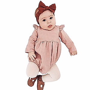 Simplee kids Baby Girls Linen Handmade Jumpsuit Summer Long Sleeve Jumpsuit Newborn Baby