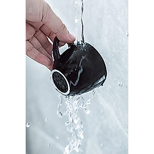 YHOSSEUN 3 Ounces Espresso Cups with Saucers Set, Porcelain Latte Cups and Metal Stand Demitasse Cups for Espresso, Latte, Cafe Mocha, Cappuccino and Tea, Set of 6, Black