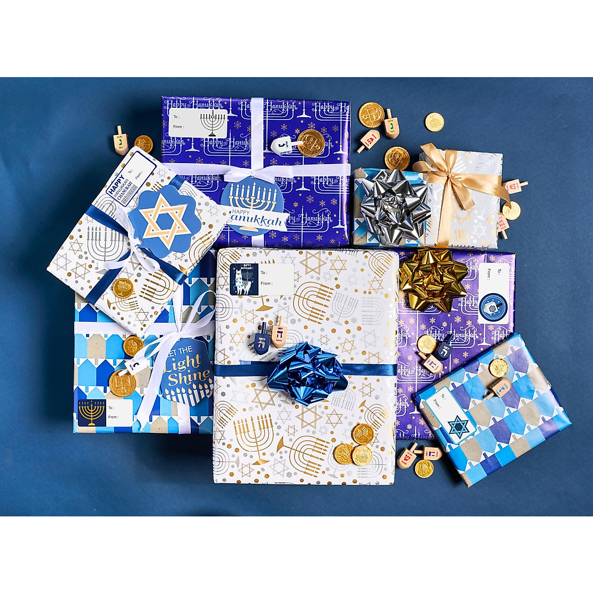 Iconikal Self-Adhesive Gift Tag Labels, Hanukkah, 100-Count