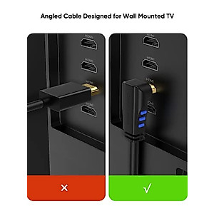 CableCreation 4K HDMI Cable, 6 Feet Upward Angle 270 Degree Vertical Right 4K HDMI Cable, Support 4K Ultra HD, 3D Video, Ethernet, Audio Return Channel, Black