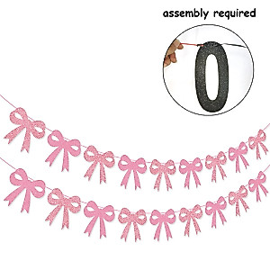 Pink Bow Garland Banner for Coquette Bachelorette Party Coquette Birthday Party Bow Party Decorations