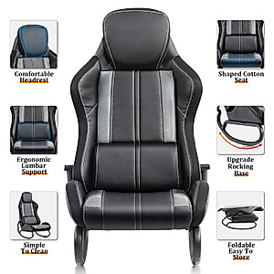 Upgrade Floor Chair Rocker Chair Floor Gaming Chair for Teens, Lightweight Design Without armrests Game Chairs with Folding Backrest, Lazy Sofa Lounger for TV,Reading,Playing. Black Silver