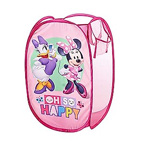 Disney Minnie Mouse Oh So Happy Pop Up Hamper with Durable Carry Handles, 21" H x 13.5" W X 13.5" L