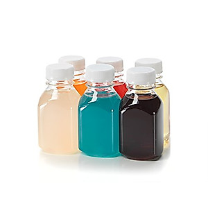 (6) 8 oz. Clear Food Grade Plastic Juice Bottles with Tamper Evident Caps 6/pack (8 oz., White Lids)
