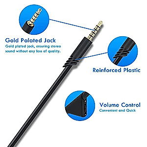 Tolesum 6.5 Feet Replacement Headset Cable with Volume Control for Astro A40/ A30/ A10, 2M Audio Extension Cord Compatible with PS5/ PS4/ Xbox One/Xbox Series S&X - Black
