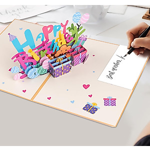ABSOFINE Happy Birthday 3D Pop Up Cards, 3D Alphabet Happy Birthday Card with Envelopes, Greeting Cards Birthday Gifts for Women and Men (Colorful)