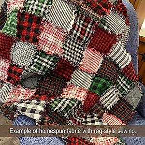 40 Buffalo Lodge Christmas Charm Pack, 5 inch Precut Cotton Homespun Fabric Squares by JCS