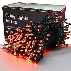 300 LED Halloween Lights, 98.5FT Halloween String Lights with 8 Lighting Modes, Waterproof & Connectable Mini Lights, Plug in for Indoor Outdoor Holiday Christmas Party Bedroom Decorations (Orange)