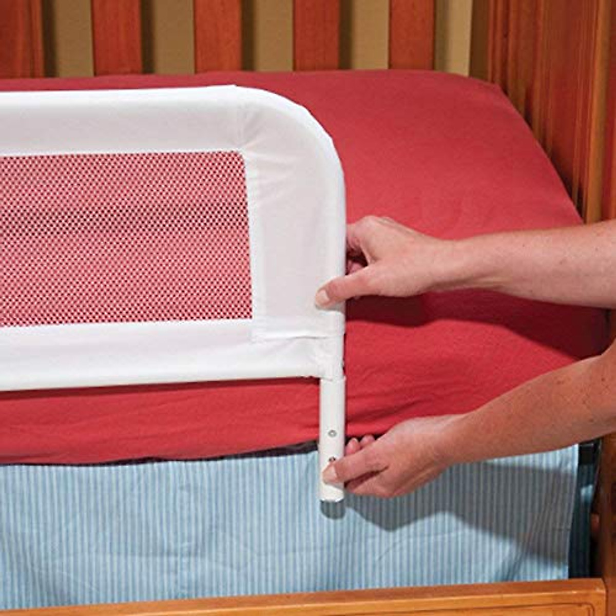 KidCo Quick Assembly Convertible Mesh and Steel Telescopic Toddler Crib Bed Rail Guard for Infants and Toddlers, 13 to 14 Inches, White