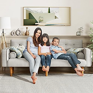 YESHOMY Futon Sofa Bed Convertible Sectional Sleeper Couch, Splitback Loveseat with Tapered Legs, 74", Small Lounge for Living Room, Study and Bedroom, Light Gray