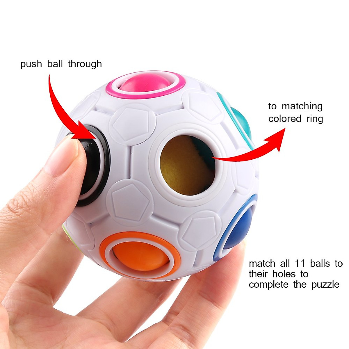 Coogam Rainbow Puzzle Ball with Pouch Color-Matching Puzzle Game Toy Stress Reliever Magic Ball Brain Teaser for Kids and Adults, Children, Boy, Girl Holiday