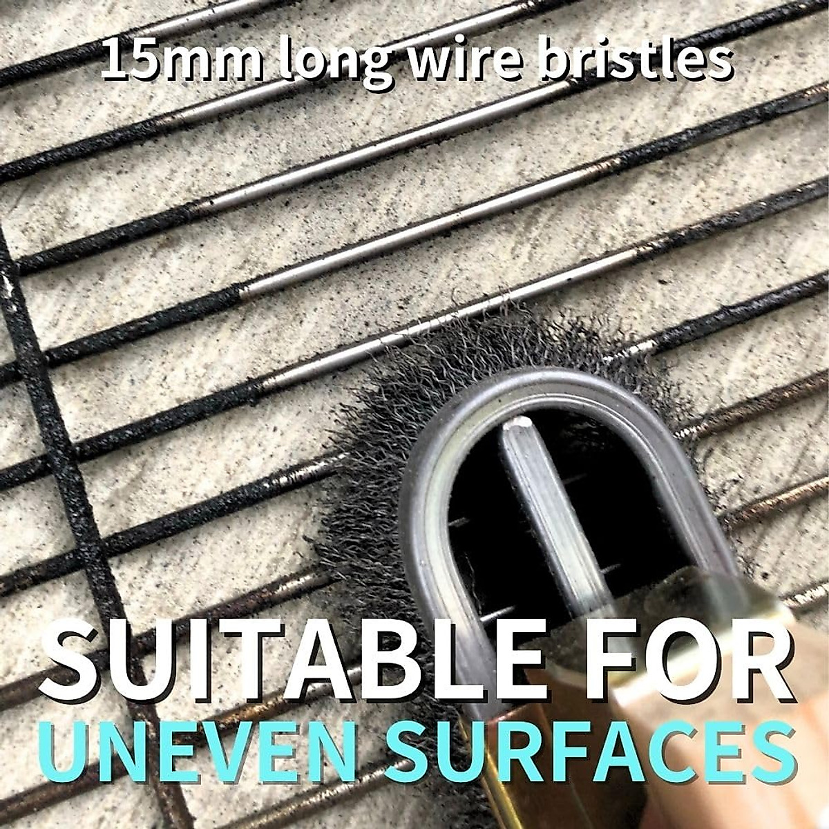 ALLGET Iron-Shaped Steel Wire Brush, high-Hardness Steel Wire Suitable for Heavy-Duty Cleaning, Rust Removal, Scraping, and polishing on Hard Surfaces.