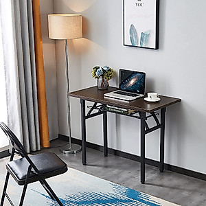 Computer Desk Folding Table No-Assembly Modern Desk for Small Spaces Study Writing Desk with Storage Shelf Desks for Home Office