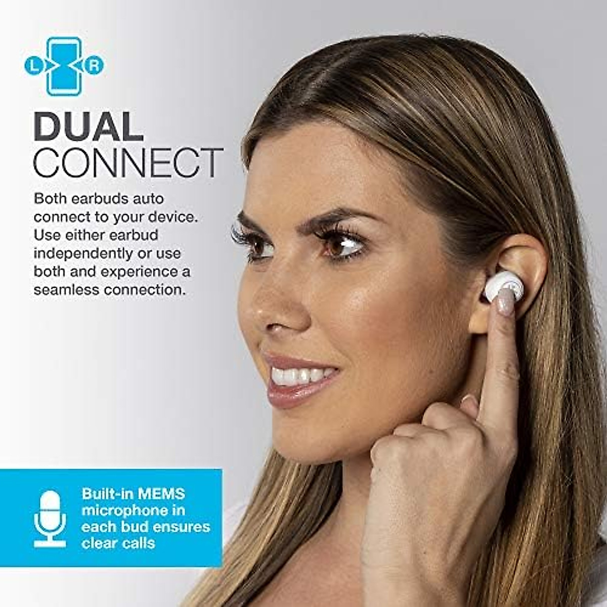 JLab Go Air True Wireless Bluetooth Earbuds + Charging Case, Dual Connect, IP44 Sweat Resistance, Bluetooth 5.0 Connection, 3 EQ Sound Settings Signature, Balanced, Bass Boost (White)