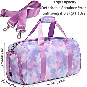 Dance Bag for Girls Princess Sports Duffle Bag for Girls Overnight Travel Duffel for Girls Ballet Bag with Shoes Compartment Water Resistant
