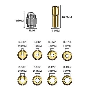Drill Chuck Collet Set for Dremel, 1/32" to 1/8" Replacement 4486 Drill Keyless Bit Chuck Shank Rotary Tool Quick Change Adapter with Replacement 4485 Brass Quick Change Rotary Drill Nut Tool Set