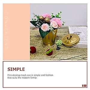 ERINGOGO Tiny Trash Bin Office Decor 5 Pack Mini Trash Cans with Lid, Small Iron Flower Pot with Lid, Mini Garbage Container for Garden Kitchen Bathroom Bedroom Office Car Decor