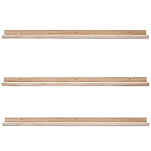AZSKY 48 Inch Long Narrow Floating Shelves for Wall Storage Rustic Natural Wood Wall Shelf for Wall Décor Wall Bookshelf for Kids Room Picture Ledge Shelf a Set of 3