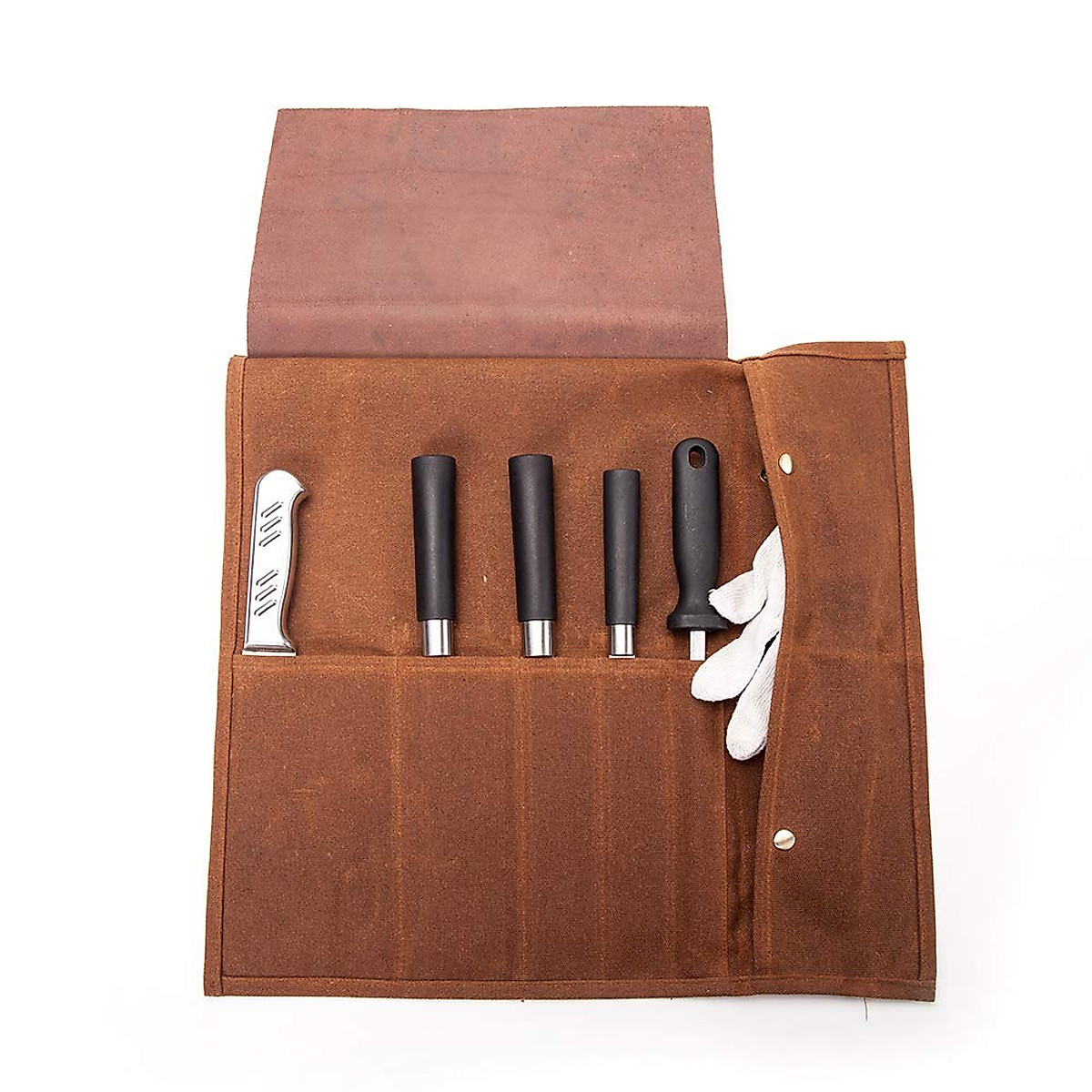 Knife Case, Waxed Canvas Chefs Knife Roll Bag, Portable Travel Tool Roll Bag, Christmas Gift for Culinary Student, Professional Chef for Men Women for Meat Cleaver, Japanese Knife for Working,Camping