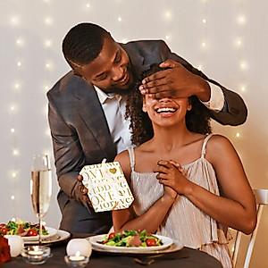 NEPOG Wedding Wrapping Paper, Love Forever Wedding Letter With Hearts White Gold Foil Design 6 Sheets Folded Flat 20x28 inches per Sheet for Valentines Day, Weddings, Bridal Showers, Engagements