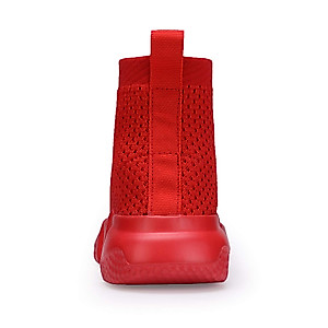 Casbeam Boys and Girls Breathable Lightweight Fashion Casual Sports Walking Shoes Running Sneakers 054 High Top Red 38