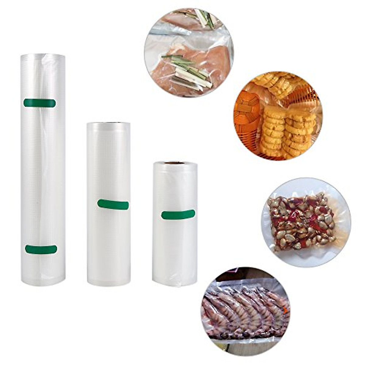 FTVOGUE Food Sealer Bags Kitchen Vacuum Rolls PE Membranes Keep Fresh Bags Wrapper Film 3 Sizes[15*500cm],Food Storage Packaging