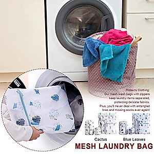 Just E Joy 5pcs/Set Portable Mesh Laundry Bag, Cute Prints Reusable Travel Storage Organizer for Bathroom Washing Machine Underwear Socks