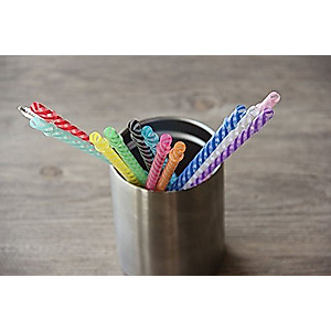 Dakoufish 12 Piece 9 Inch Reusable Plastic Thick Drinking Straws BPA Free Mason Jar Straws transparent small Stripe (9inch 6color)