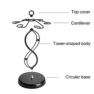 Countertop Wine Glass Holder - Freestanding Tabletop Stemware Storage Rack Metal Glasses Display Rack Black with 6 Hooks