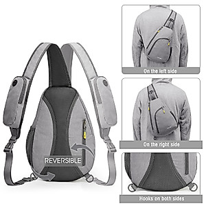 G4Free RFID Sling Bag Crossbody Backpack Casual Chest Shoulder Daypack Gym Bag for Hiking Travel 7L(Light Gray)