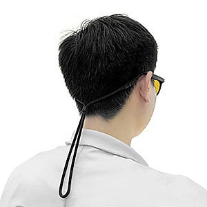 A'ceisme Glasses Strap, Eyeglasses Strap Holder for Sports, Silicone Sunglasses Strap for Men Women Kids, Adjustable Eye Glasses String Strap Eyewear Retainers,Eyeglass Straps, 2PCS，Black (20 inches)