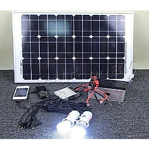 Gowe 30W Solar Panel Kit System, Including: 20w Solar Panel, 5A Omnipotence Integration Controller, 2pcs Led Lamp, Mobile Charger