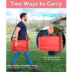 Ohuhu Stadium Seats with Back Support Bleacher Chairs with Backrest Portable Bleacher Seat with Shoulder Straps and Hook for Sports Events Baseball Soccer Kayak Boat, Red