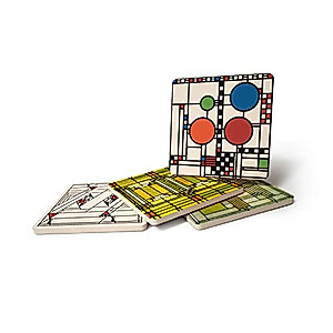 CoasterStone Absorbent Stone Coasters, Frank Lloyd Wright, Art Glass Designs, Multi-Colored