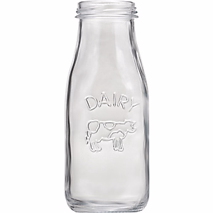 Circleware Dairy Milk Glass Bottles, 10.5 oz, Clear