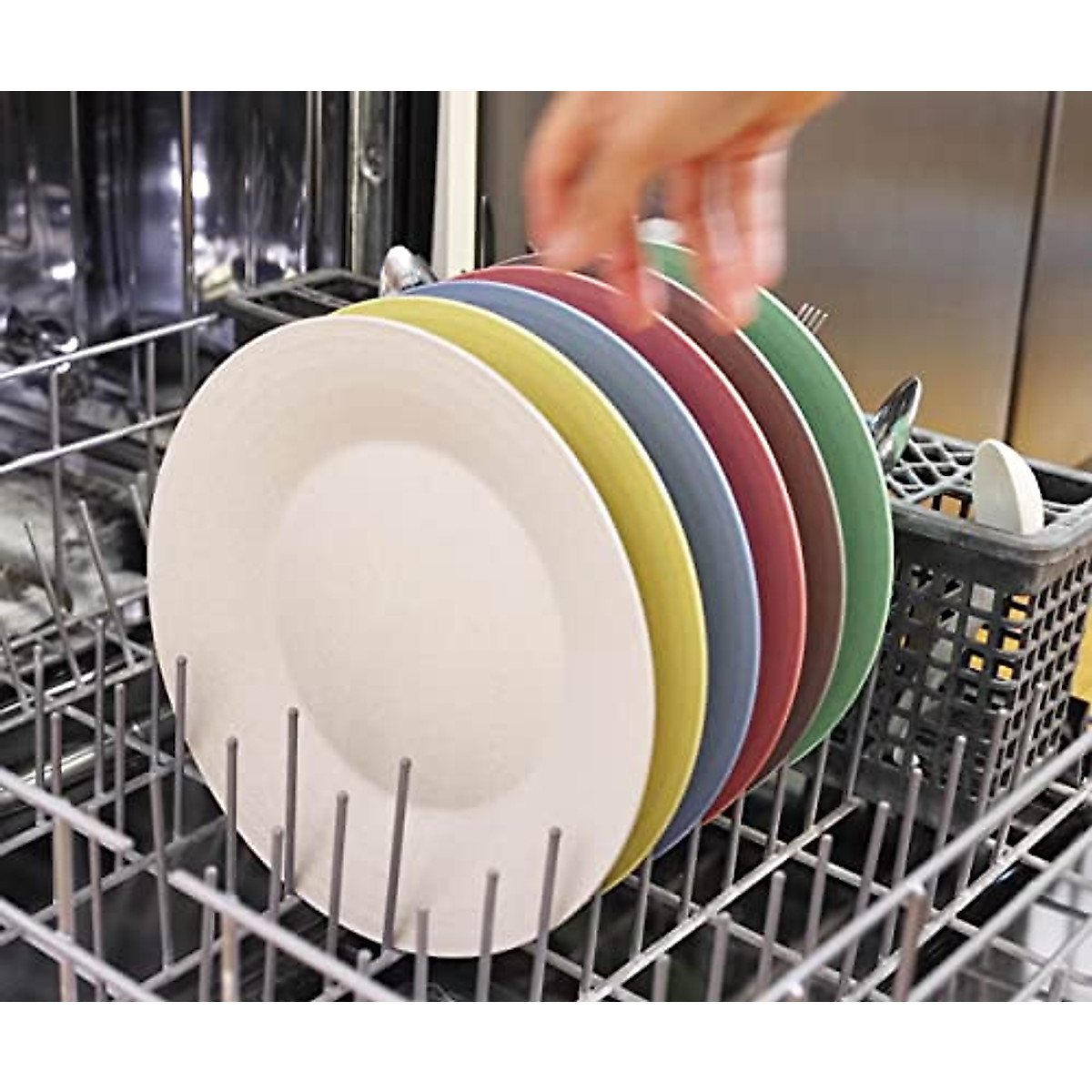 Greenandlife Premium Plastic Dinnerware Sets for 6(24pcs), Unbreakable Microwave Safe Reusable Lightweight Plates and Bowls Sets Cups Dishwasher Safe Dishes for Outdoor Camping, RV