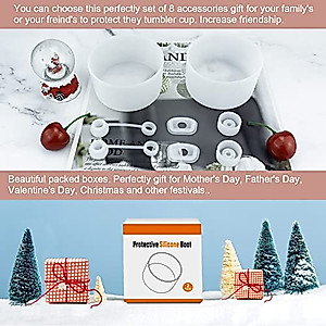 Straw Cover Spill Stopper Boot Sleeve for Stanley Cup 40 oz 30 oz Quencher H1.0, Set of 2 Tumbler Silicone Boot, 2 Straw Cover Cap, 4 Leak Sproof Stopper, Perfect for Stanley Cup Accessories