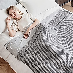 Wemore Cooling Blanket for Hot Sleepers, Summer Cool Blankets That Absorb Body Heat to Keep Cool on Hot Night, Ultra-Cool Lightweight Jacquard Blanket for Bed Sofa, Grey, Twin Size 60 X 80 Inches