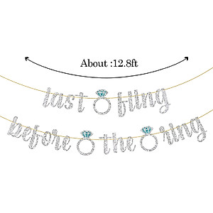 WeBenison Last Fling Before the Ring Banner, Bride Shower Party Supplies, Engagement, Wedding Bachelorette Party Decorations Silver Glitter