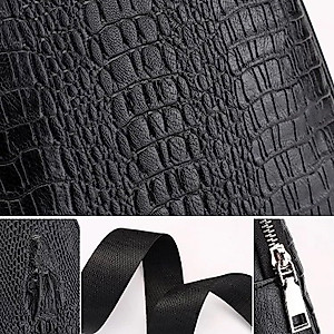 NEX GEN REMIX Crocodile Leather Sling Bag Crossbody Backpack for Men Women Unisex (Black)
