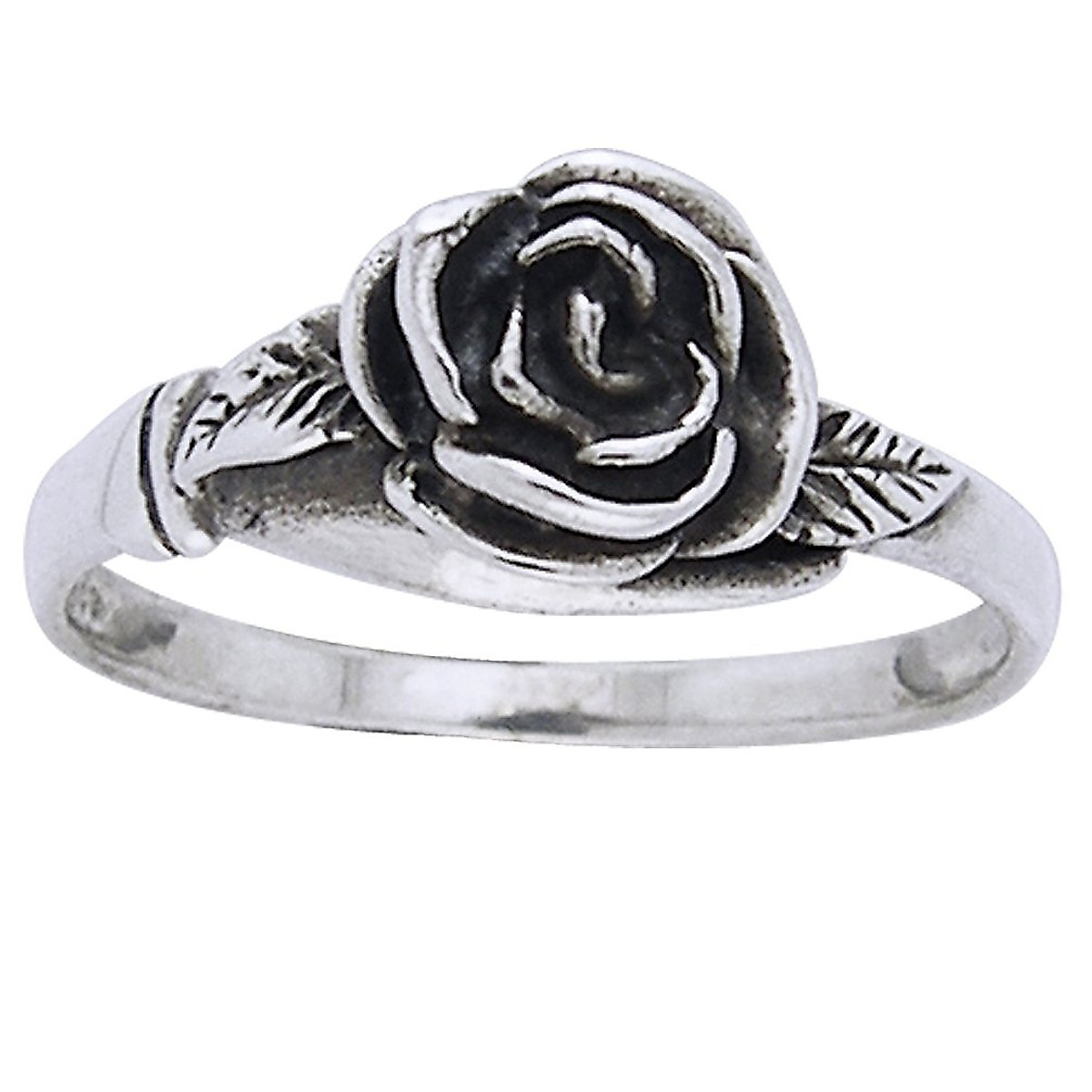 Small Sterling Silver Detailed Rose Flower Ring Size 12(Sizes 3,4,5,6,7,8,9,10,11,12)