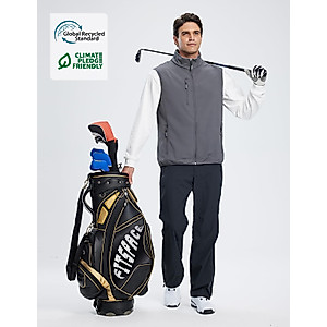 fit space Men's Lightweight Vest Softshell Sleeveless Windproof Jacket with Zipper Pcoket Cycling Travel Hiking Running Golf (Grey, Large)