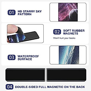 MWOOT 30Pcs Magnetic Bookmarks, Starry Sky Magnet Page Markers Kit, Universe Magnetic Page Clips Bookmark for Kids Students Book Lovers School Office Reading Supplies (15 Styles, 6x2CM)