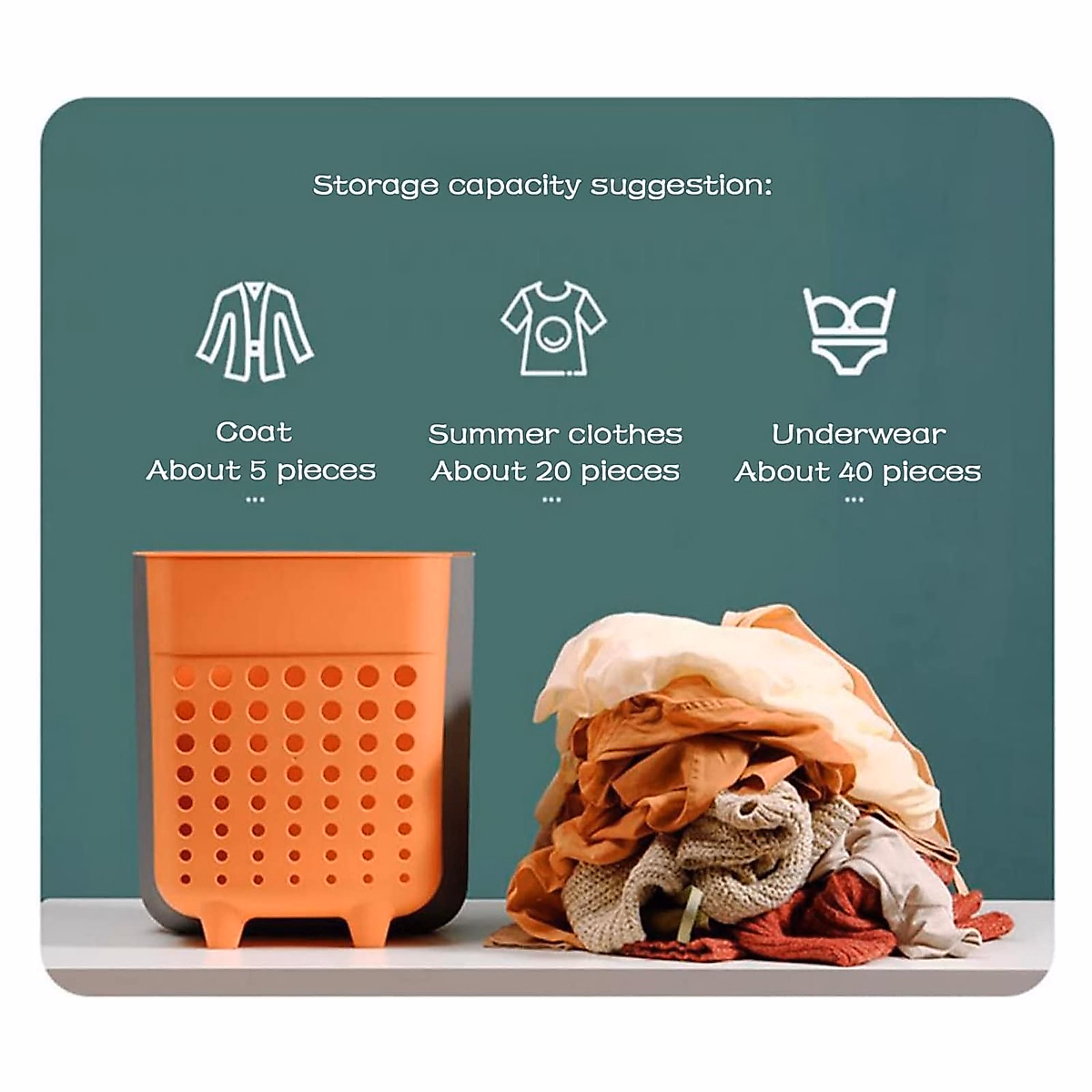 basket hamper Wall Mounted Laundry Hamper, 36L Collapsible Tall Laundry Hamper with Carry Handle, Space-Saving Wall Laundry Basket, Plastic Wall Laundry Basket for Clothes, Snacks, Toys, Sundries ( Co