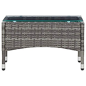 Higsose Coffee Table Gray 23.6"X15.7"X14.2" Poly Rattan，Dining Table，Living Room Tables，Pedestal Coffee Table，Tiny Coffee Table，Bar Table，Coffee Tables for Living Room