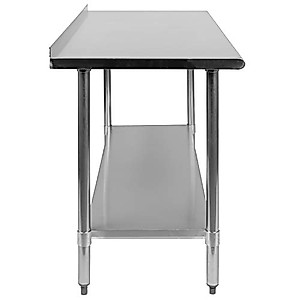 EMMA + OLIVER Stainless Steel 18 Gauge Kitchen Prep and Work Table with Backsplash and Shelf, NSF - 60" W x 24" D
