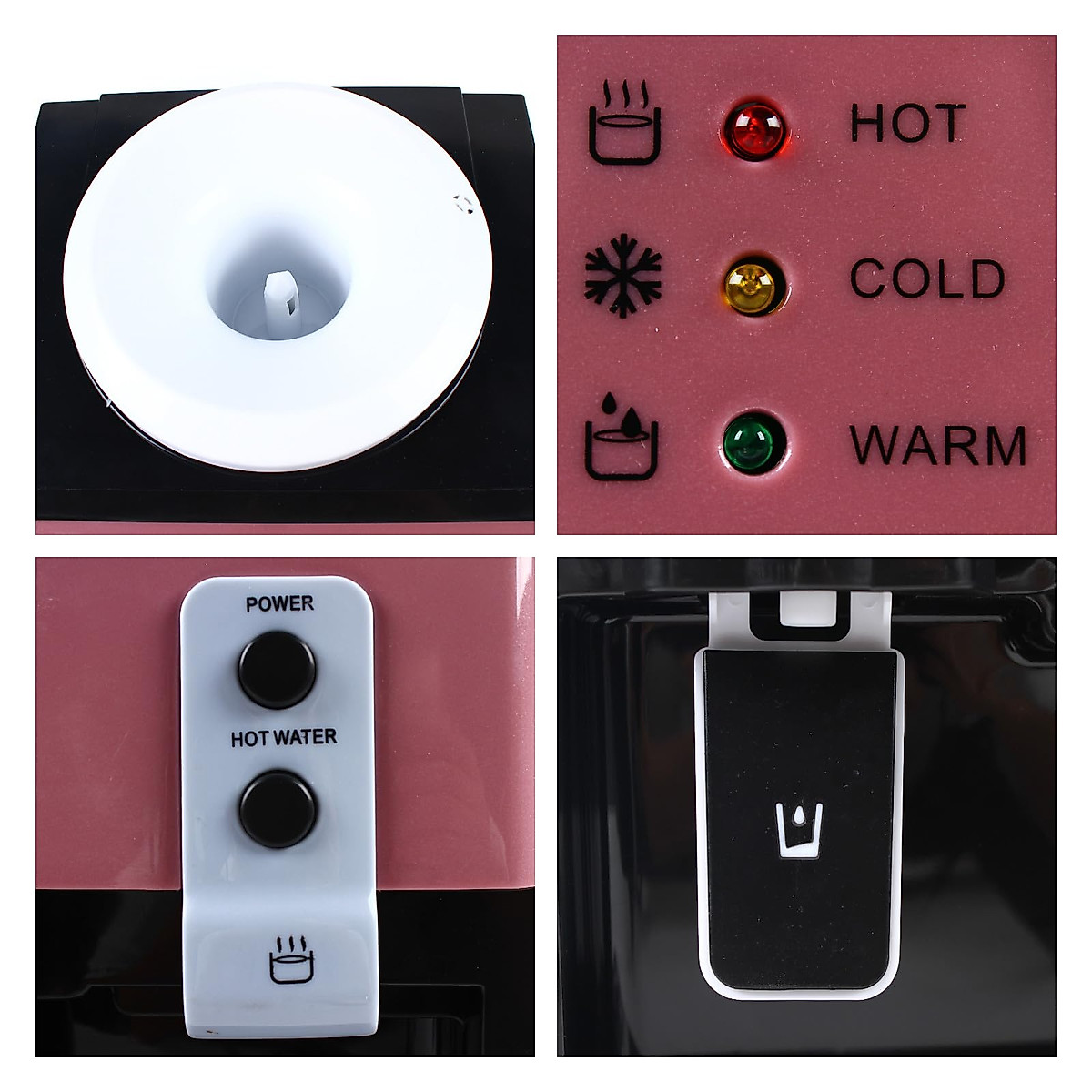 KIOPOWQ Electric Hot and Cold Water Cooler Dispenser for Home Office Use, Countertop Water Cooler Dispenser, Automatic Temperature Control, Energy Saving, 110V, Rose Gold