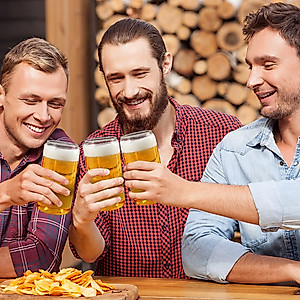 CWHHRN Glass Cups with Straw 6 Set, 16oz Beer Glasses, Glass Coffee Cups, Iced Coffee Glasses, Glass Tumbler for Whiskey, Soda, Tea (4 PACK)