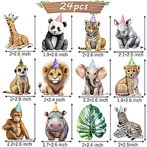 CANDY CHEF Safari Animal Cupcake Toppers, 24Pcs, Jungle Themed Decorations for Baby Shower Supplies