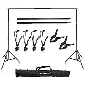 SLOW DOLPHIN Photo Video Studio 10Ft Adjustable Backdrop Support System Kit Background Stand with Carry Bag